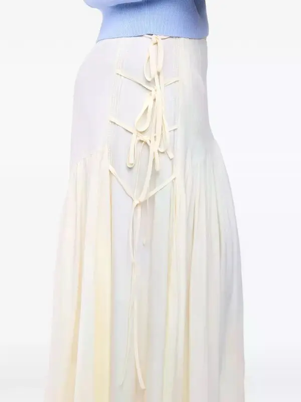 Rabanne Lace Side Bow Midi Skirt - Neutrals