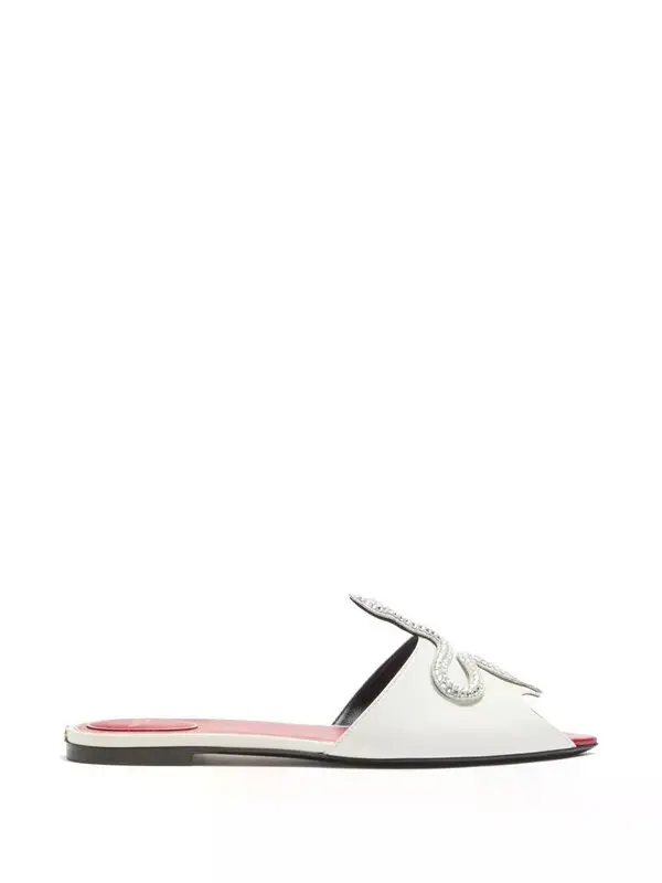 Valentino Garavani Coeur Vipère Slide Sandals In Kidskin - White