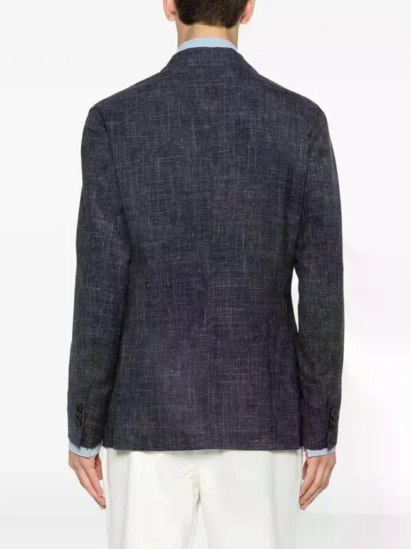 LARDINI Double-breasted Slub-texture Blazer