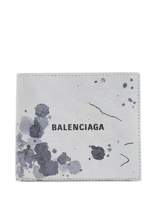 Balenciaga Printed Leather Wallet - Grey
