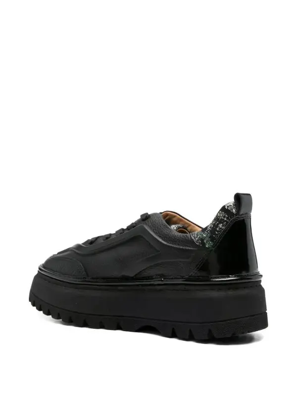 SERGIO MORETTI FIRENZE Pebbled Platform Lace-up Sneakers