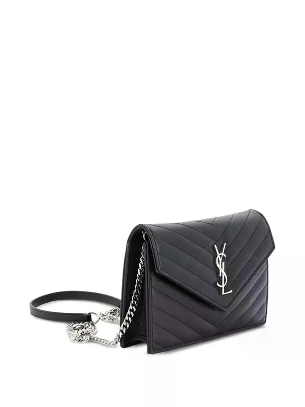 Saint Laurent Monogram Wallet On Chain Crossbody Bag - Black