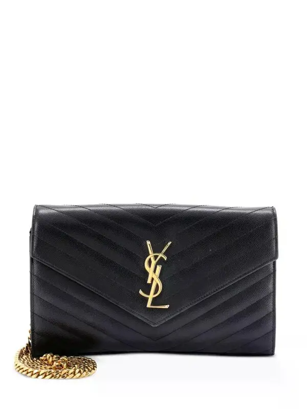 Saint Laurent Classic Monogram Wallet On Chain - Black