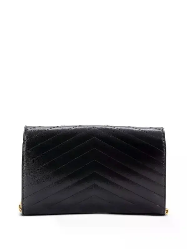Saint Laurent Classic Monogram Wallet On Chain - Black