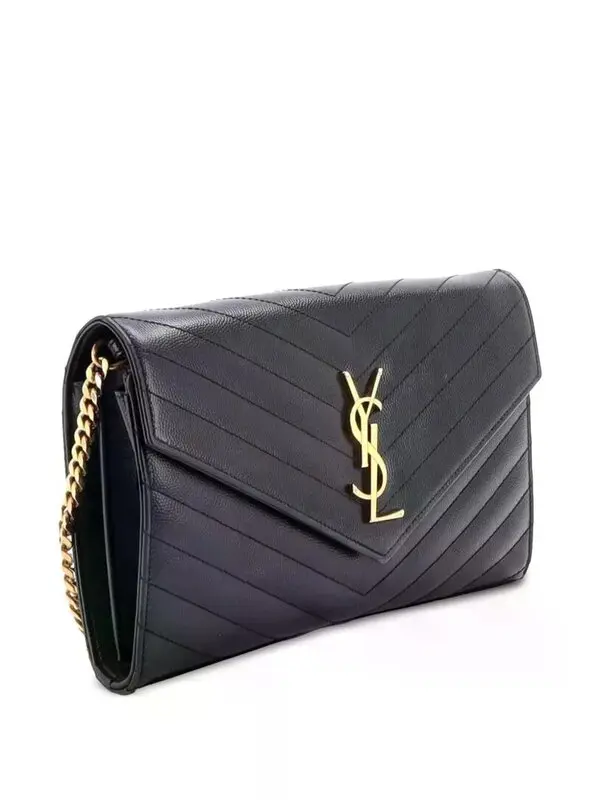 Saint Laurent Classic Monogram Wallet On Chain - Black