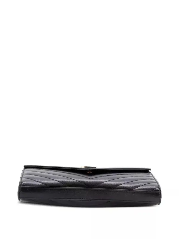 Saint Laurent Classic Monogram Wallet On Chain - Black