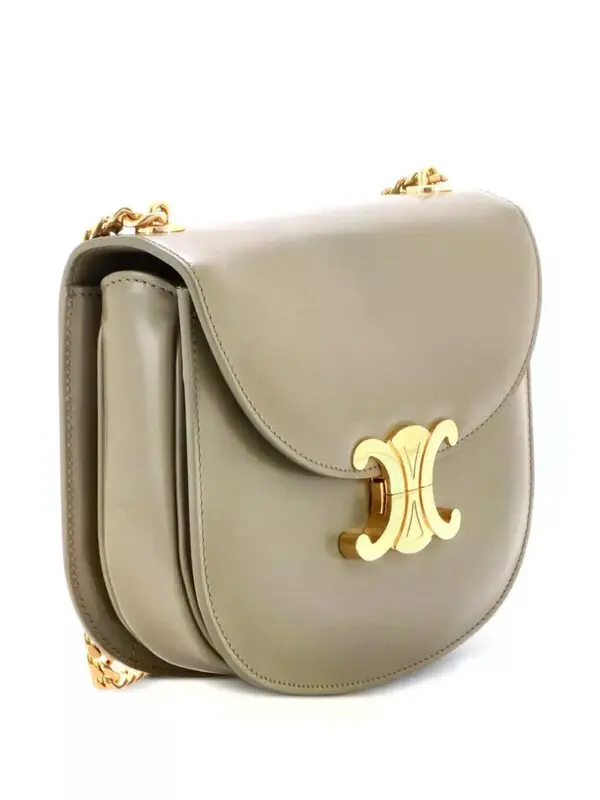 Celine Triomphe Besace Clea Chain Flap Bag - Green