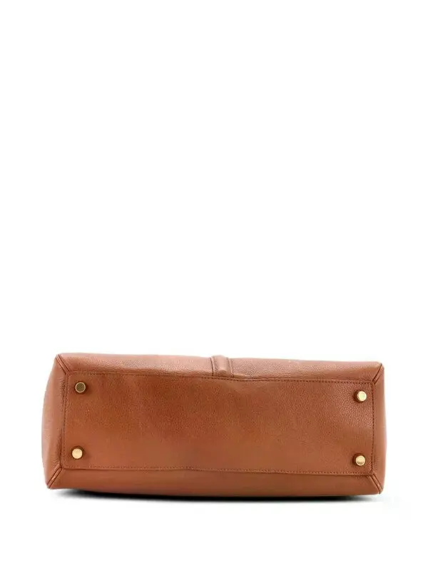 Celine 16 Top Handle Bag Grained Calfskin Medium Shoulder Bag - Brown