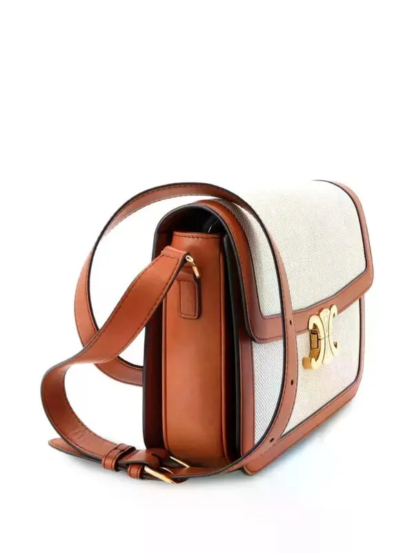 Celine Triomphe Shoulder Bag Canvas With Leather Medium - Brown