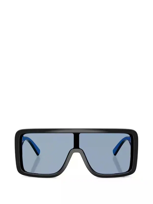 Dolce & Gabbana Shield-frame Sunglasses With Blue-tinted Lenses - Black