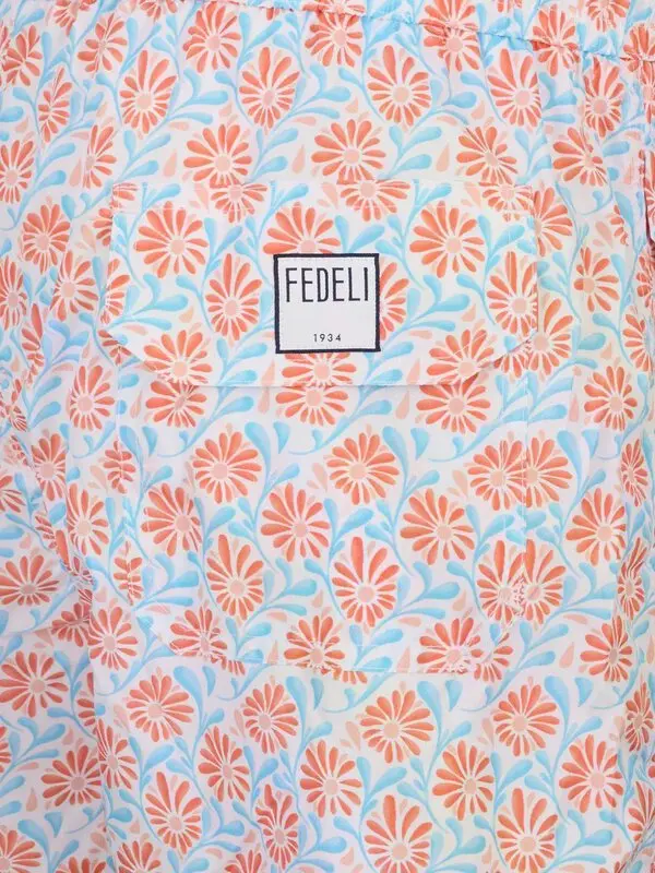 Fedeli Floral-print Swim Shorts - Blue