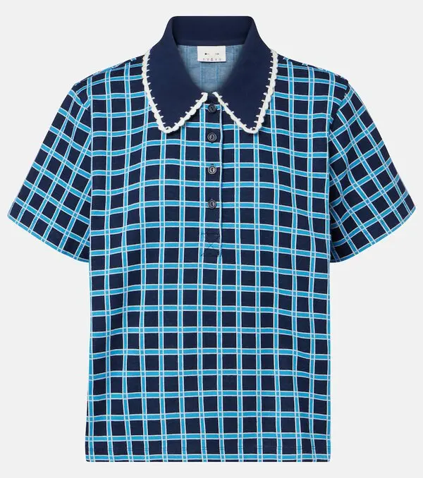 The Upside Clubhouse Checked Cotton Polo Shirt - Blue