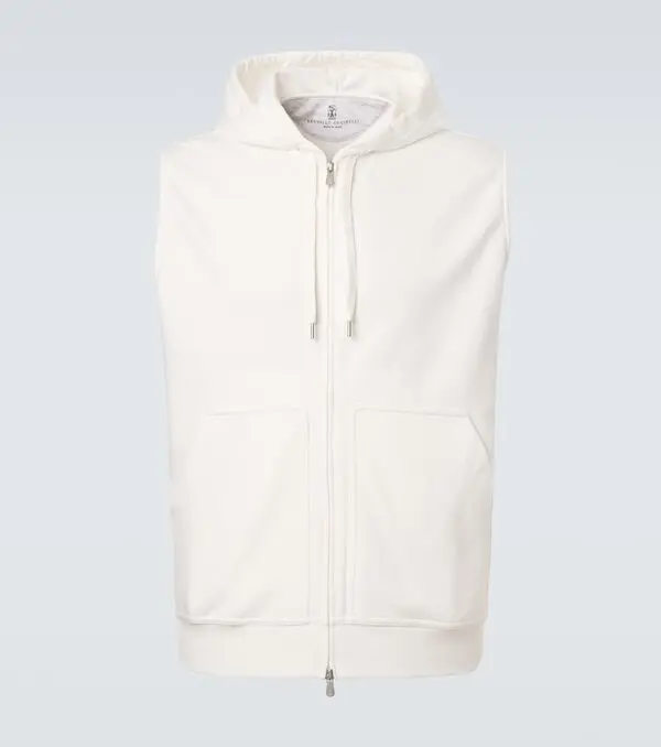 Brunello Cucinelli Cotton Blend Sleeveless Zip-up Hoodie