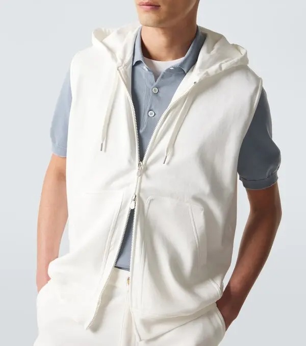 Brunello Cucinelli Cotton Blend Sleeveless Zip-up Hoodie