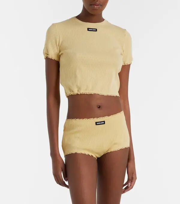 Miu Miu Pointelle Cotton Micro Shorts