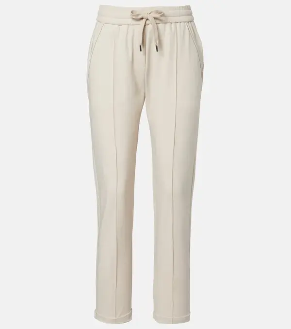 Brunello Cucinelli Monili Cotton Sweatpants - Beige