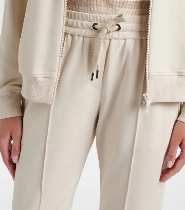 Brunello Cucinelli Monili Cotton Sweatpants - Beige
