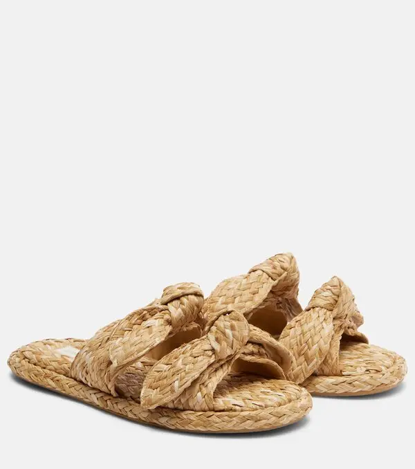 Zimmermann Carousel Raffia Espadrille Slides - Beige