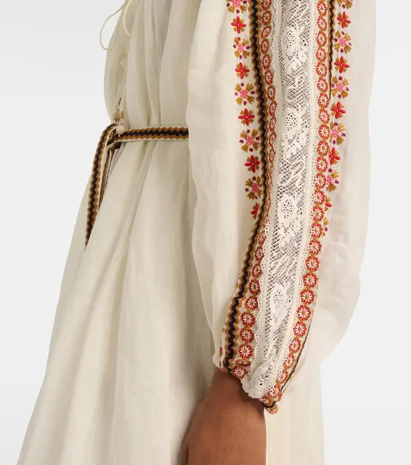 Zimmermann Aster Embroidered Ramie Maxi Dress - White