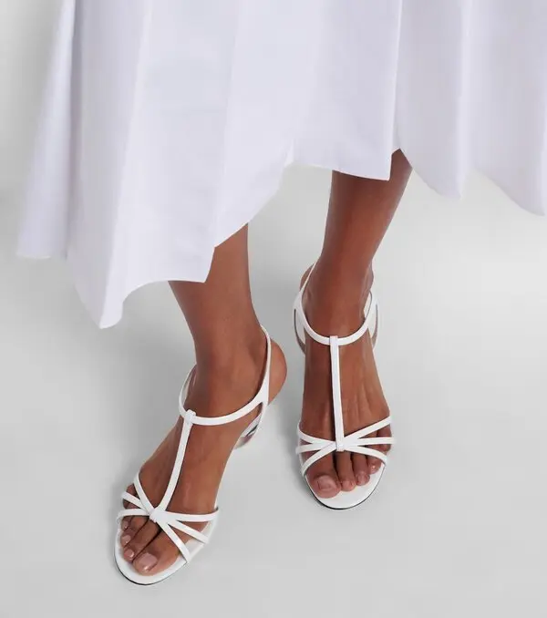 Prada Patent Leather Wedge Sandals - White