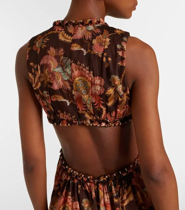 Zimmermann Aster Cutout Floral Cotton Midi Dress