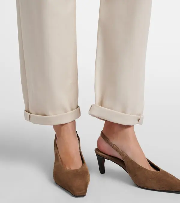 Brunello Cucinelli Monili Cotton-blend Straight-leg Trousers - Beige