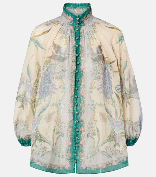 Zimmermann Indra Printed Cotton And Silk-blend Blouse - Multicoloured