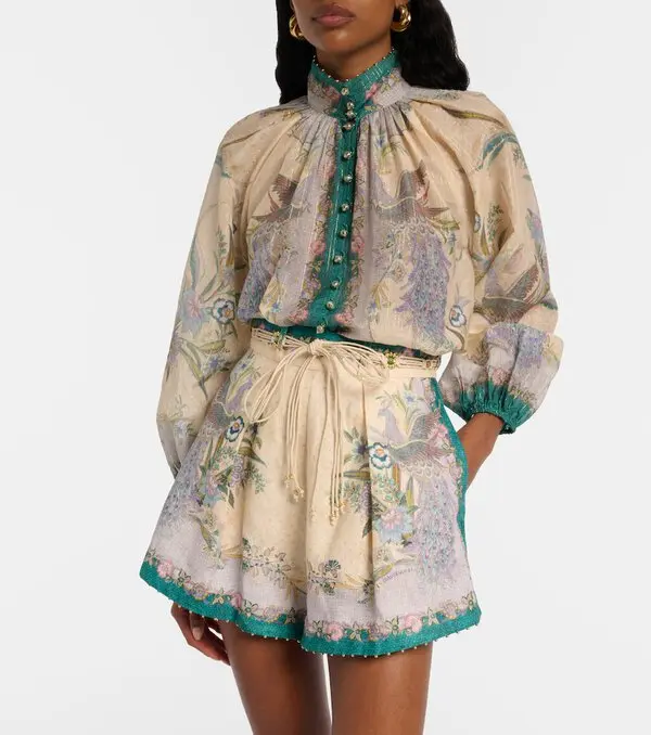 Zimmermann Indra Printed Cotton And Silk-blend Blouse - Multicoloured