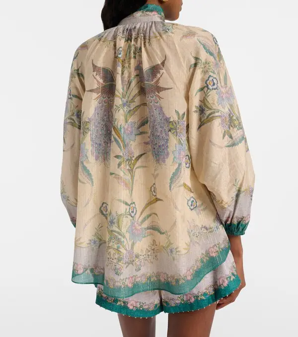Zimmermann Indra Printed Cotton And Silk-blend Blouse - Multicoloured