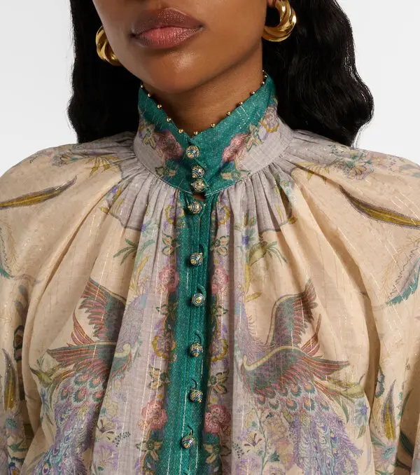 Zimmermann Indra Printed Cotton And Silk-blend Blouse - Multicoloured