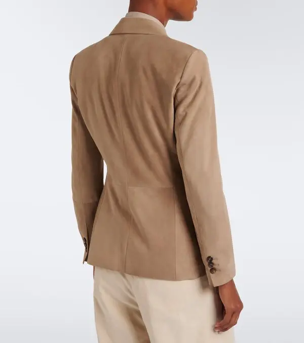 Brunello Cucinelli Suede Peak Lapel Blazer