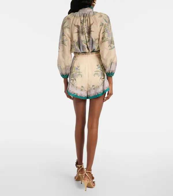 Zimmermann Indra Printed Linen Shorts - Multicoloured