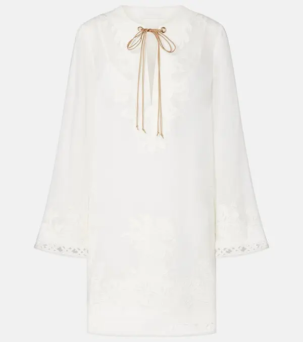 Zimmermann Indra Embroidered Ramie Minidress - White