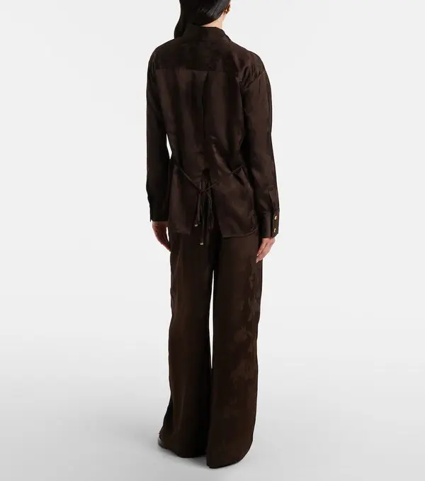 GANNI Satin Jacquard Wide-leg Trousers
