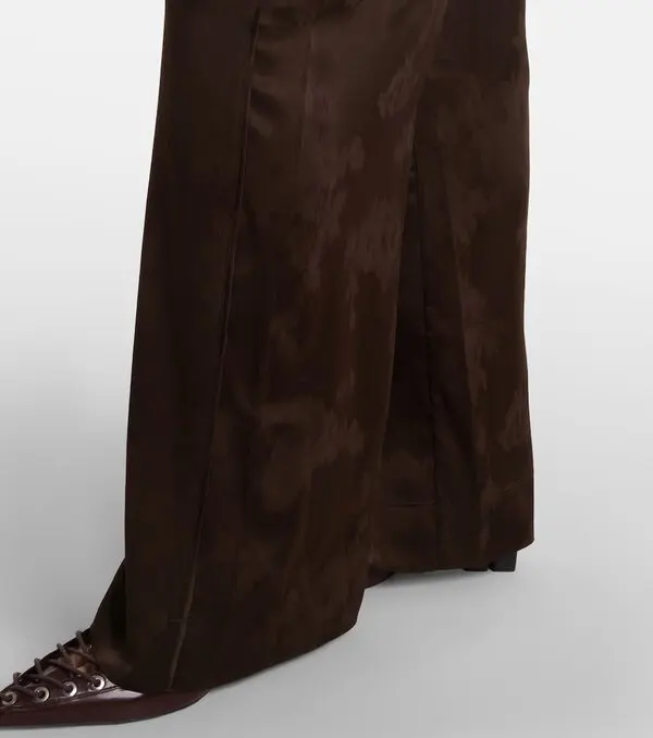 GANNI Satin Jacquard Wide-leg Trousers