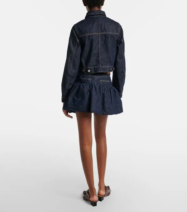 GANNI Gathered Denim Miniskirt