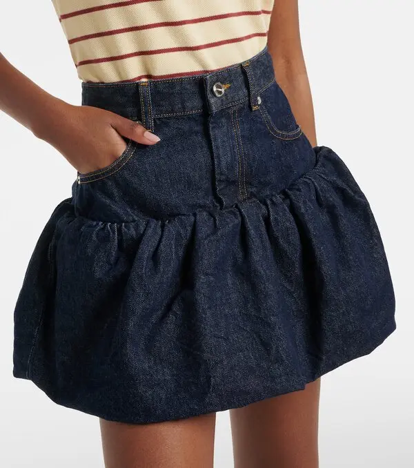 GANNI Gathered Denim Miniskirt