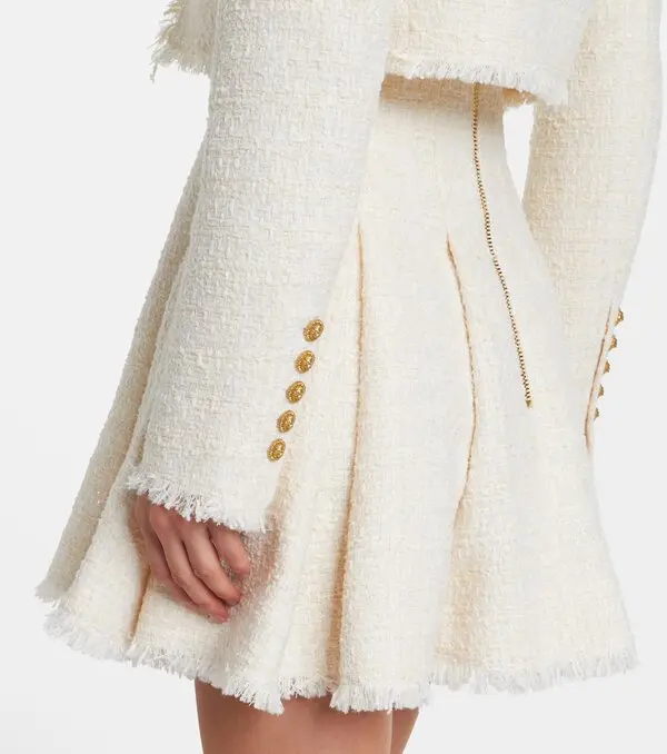 Balmain Cropped Fringed Tweed Jacket