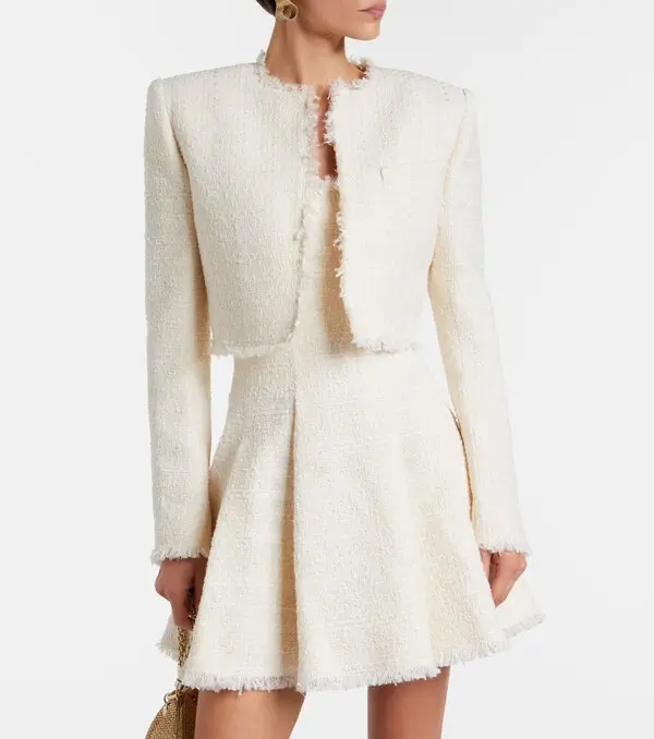 Balmain Cropped Fringed Tweed Jacket