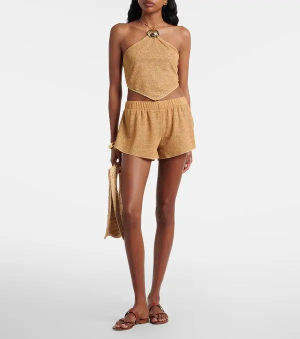 Oseree Lumiere Metallic Shorts - Gold