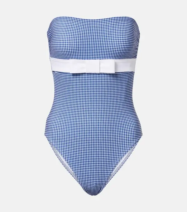 KARLA COLLETTO Gingham Bow Detail One Piece Swimsuit - Blue