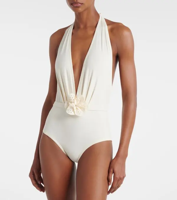 KARLA COLLETTO Rosetta Halterneck Swimsuit - White