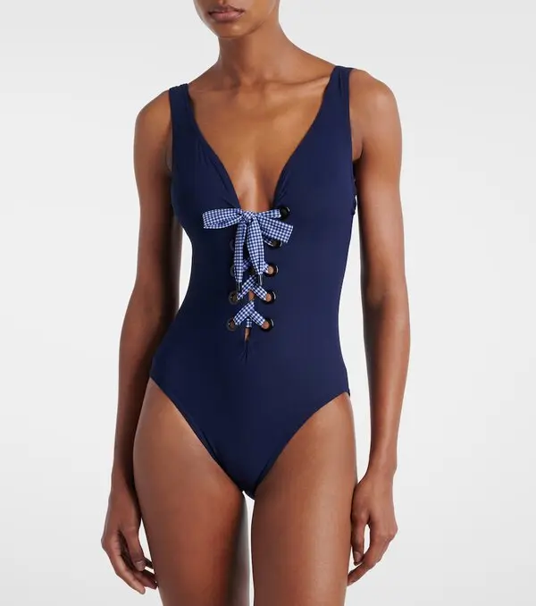 KARLA COLLETTO Navy White Bow-detail Swimsuit