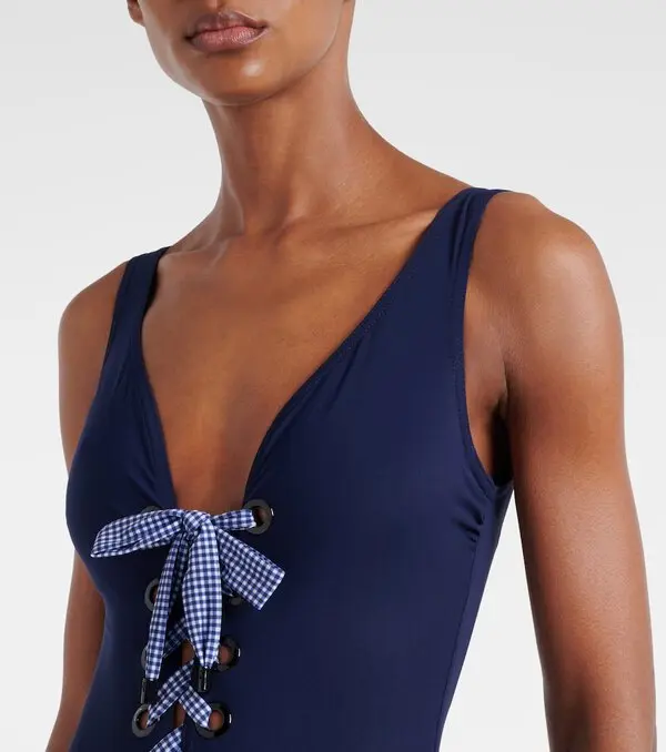 KARLA COLLETTO Navy White Bow-detail Swimsuit