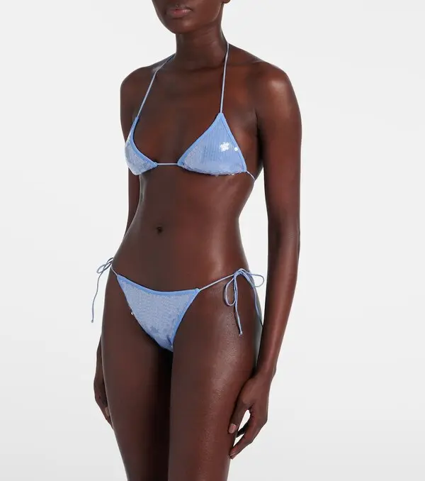 Oseree Sequined Two-piece Bikini - Blue
