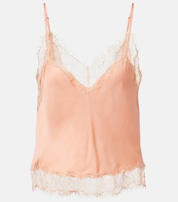 Poupette St Barth Zely Lace-trimmed Satin Camisole - Pink