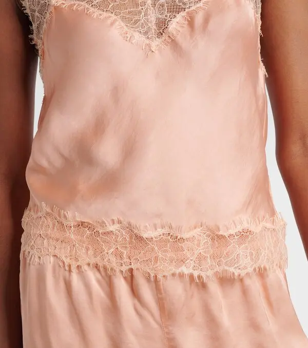 Poupette St Barth Zely Lace-trimmed Satin Camisole