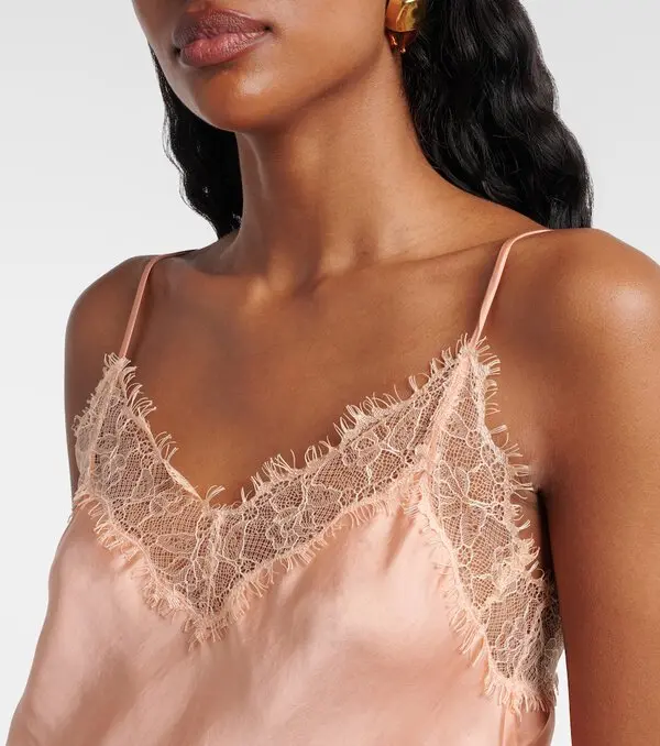 Poupette St Barth Zely Lace-trimmed Satin Camisole