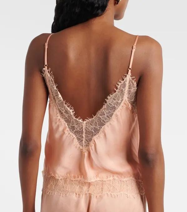 Poupette St Barth Zely Lace-trimmed Satin Camisole