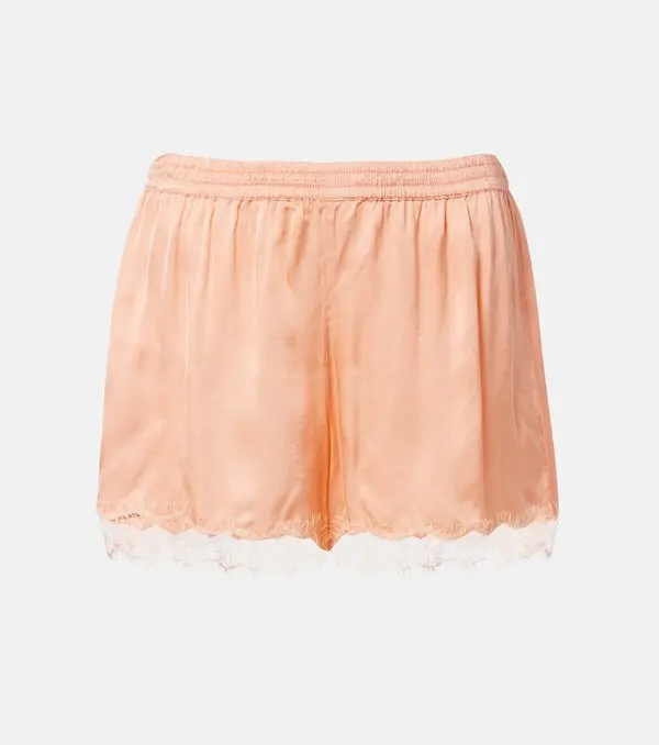 Poupette St Barth Doris Lace-trimmed Satin Shorts - Pink